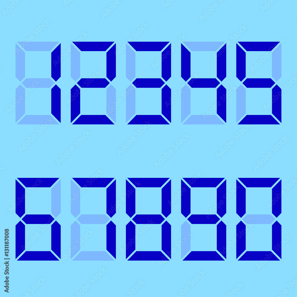 blue background. numbers blue electronics. Dial with a set of numbers ...