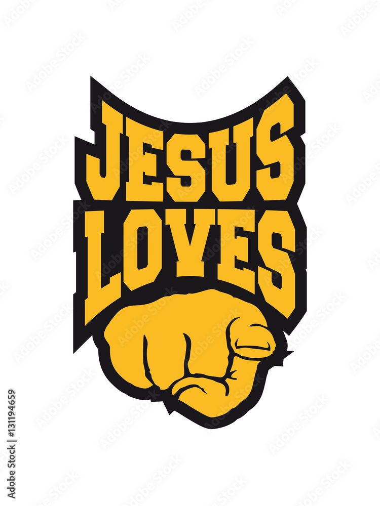 Logo jesus loves you you love you finger show hand funny god design ...