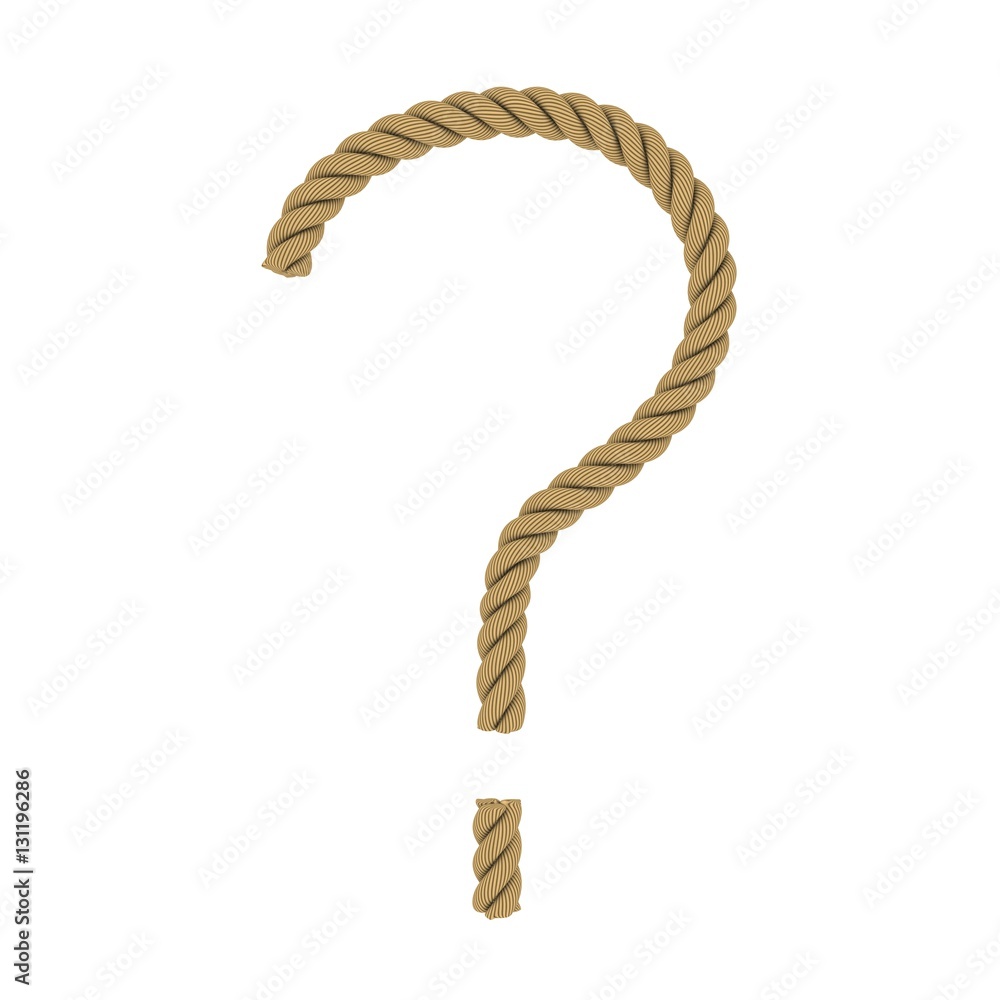 Question Mark Symbol made from Rope Isolated on White 3D Illustration ...