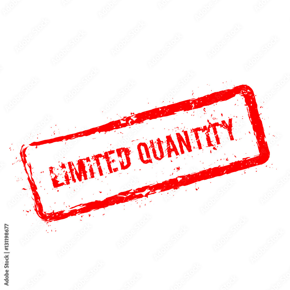 Limited quantity red rubber stamp isolated on white background. Grunge ...