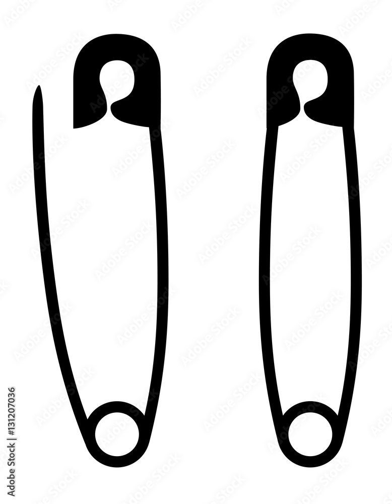 safety pin stock black silhouette outline vector illustration Stock ...