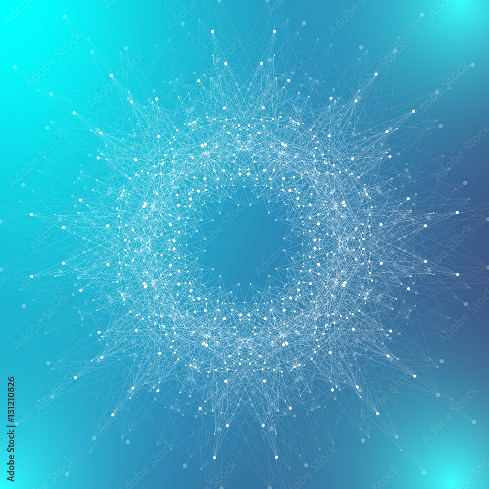 Fractal element with connected lines and dots. Big data complex ...