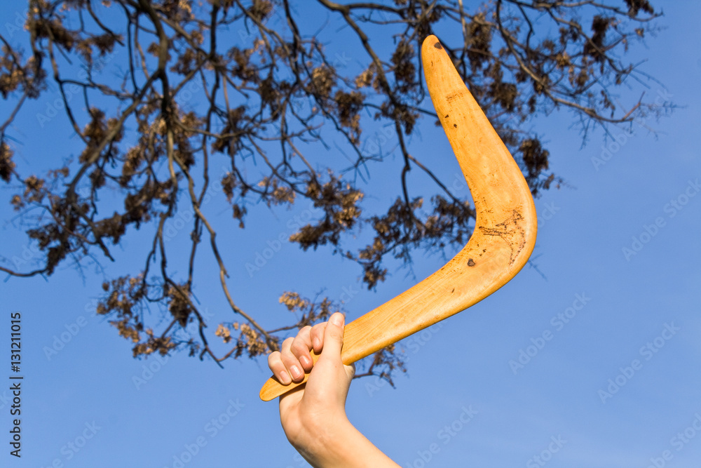 Boomerang in front of a night sky Stock Photo | Adobe Stock