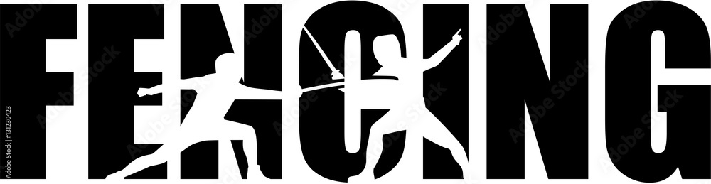 Fencing word with fencer silhouettes Stock Vector | Adobe Stock