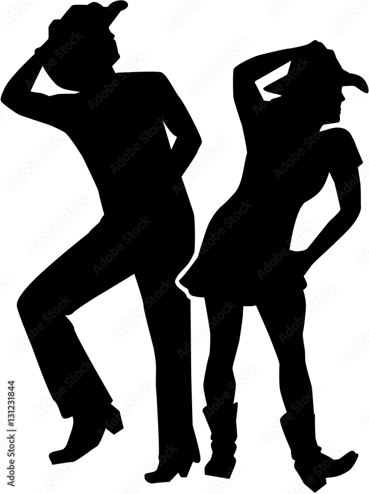 Vetor de Line dancing silhouette man and woman do Stock | Adobe Stock