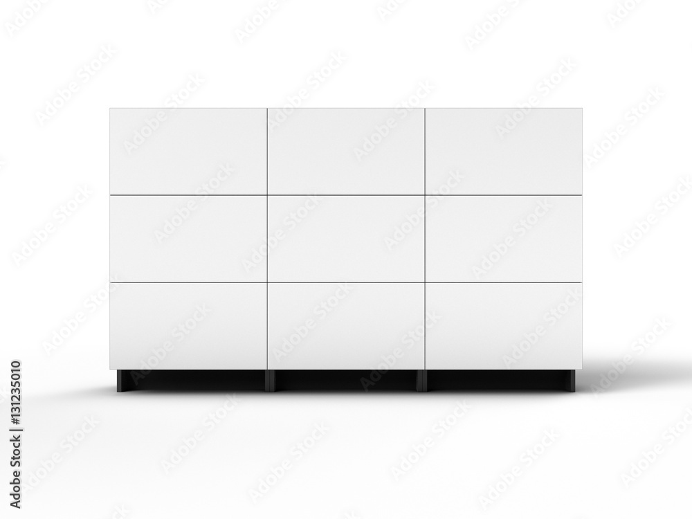 Projection cubes video wall with white screen 3D illustration Stock ...