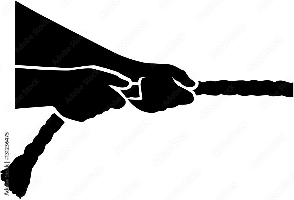 Tug of war - hands pull rope Stock Vector | Adobe Stock