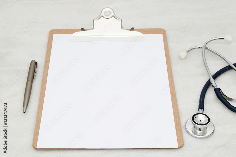 medical folder blank on your desktop with the stethoscope, top view ...