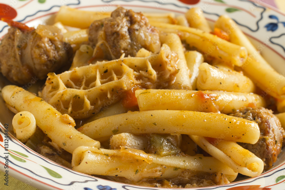 Maccheroni con la Trippa, a classic dish from Liguria, Italy Stock ...