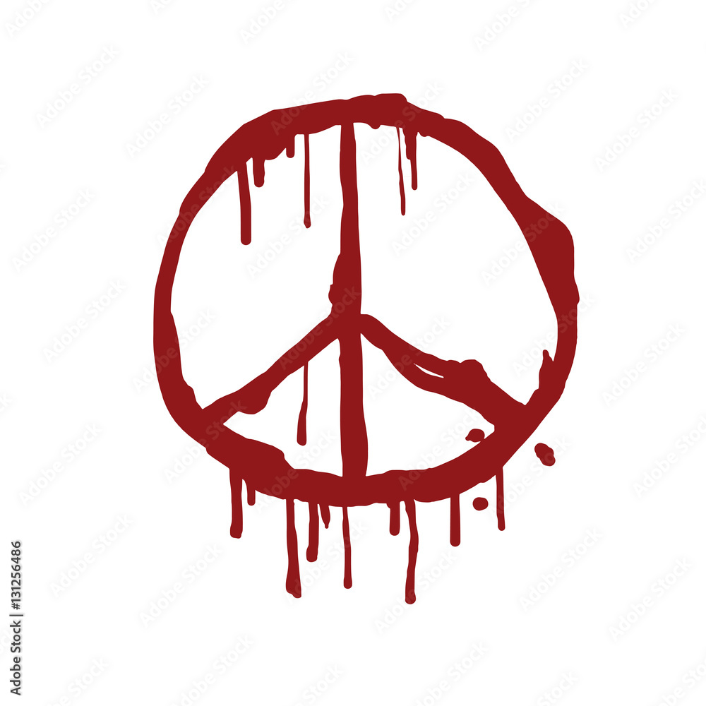 Bloody Peace Sign Vector Illustration Icon Red Blood Blots Stock Vector ...
