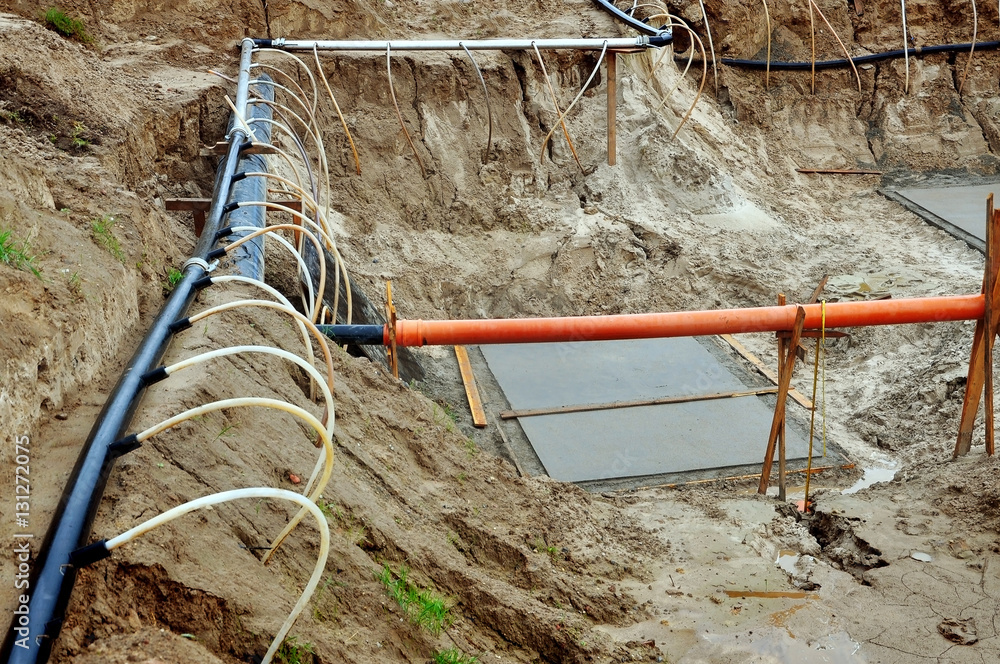 The process of lowering the groundwater level. Industrial sand quarry ...