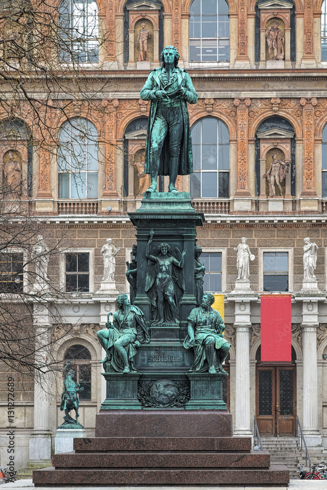 Friedrich Schiller monument on the Schillerplatz square in Vienna ...