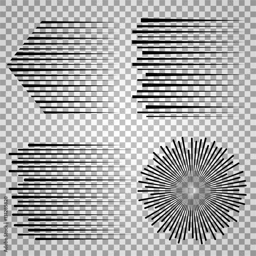 Vector speed lines. Sketch force and motion fast on transparent ...