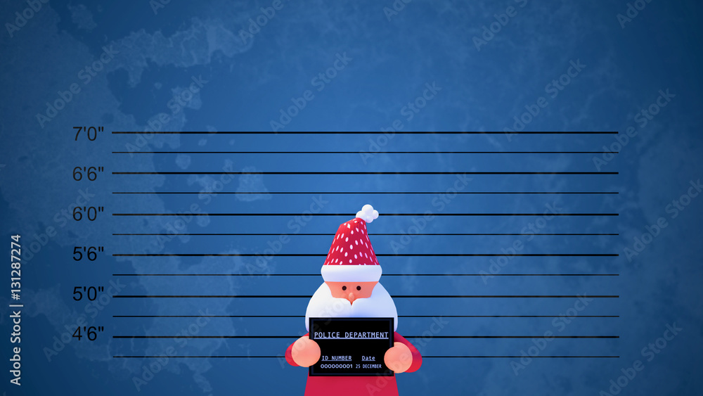 3d rendering picture mugshot of Santa Claus. Cute cartoon character ...