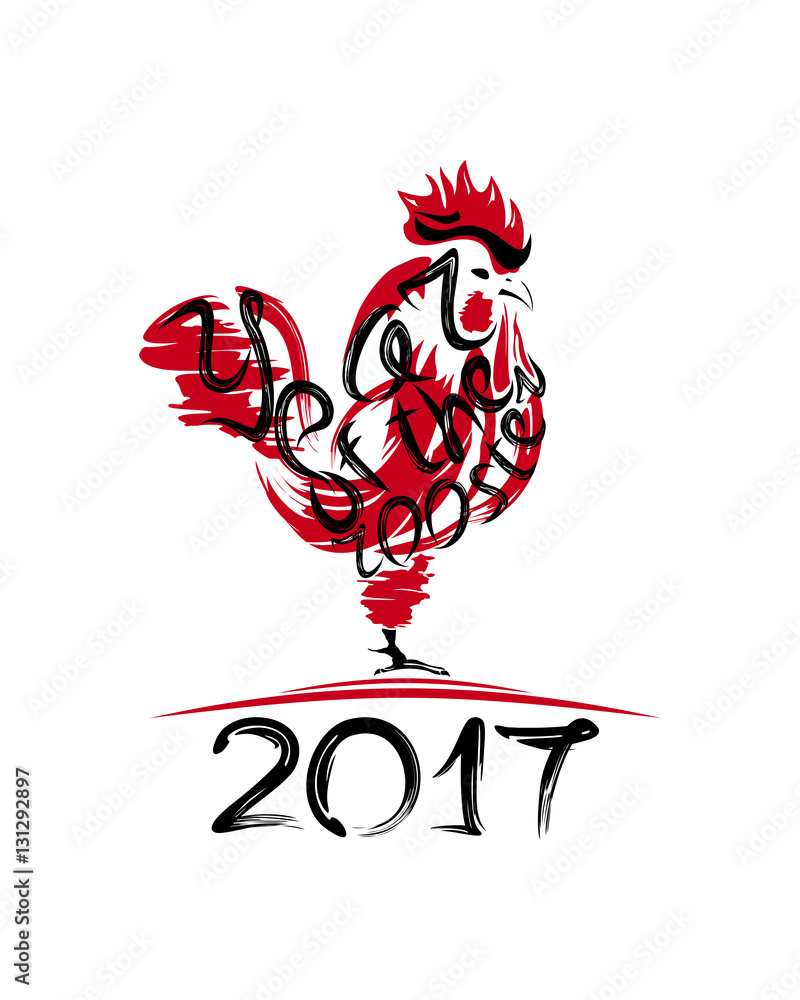 Red rooster, vector illustration Stock Vector | Adobe Stock