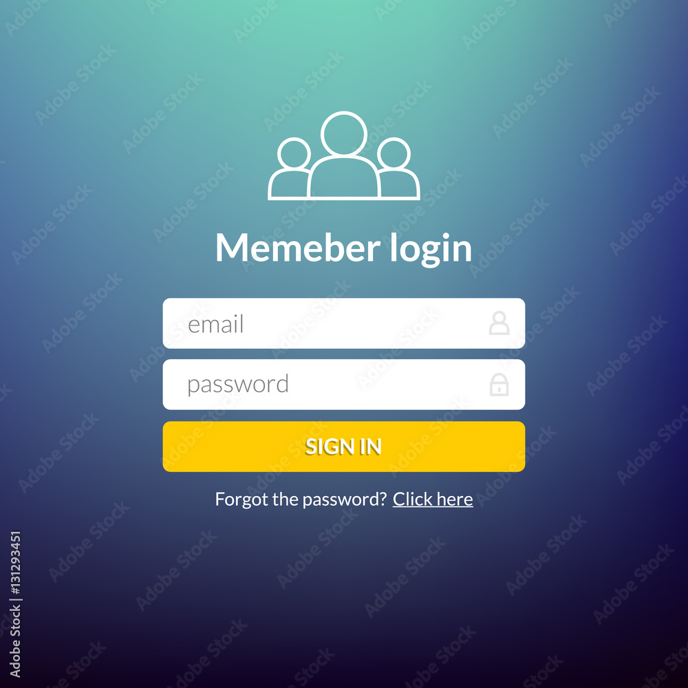 Login user interface. Sign in web element template window. Business website modern ui Stock ...