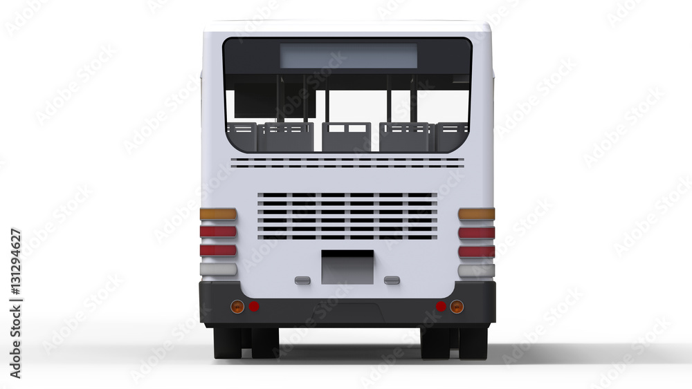 Small urban white bus on a white background. 3d rendering. Stock ...