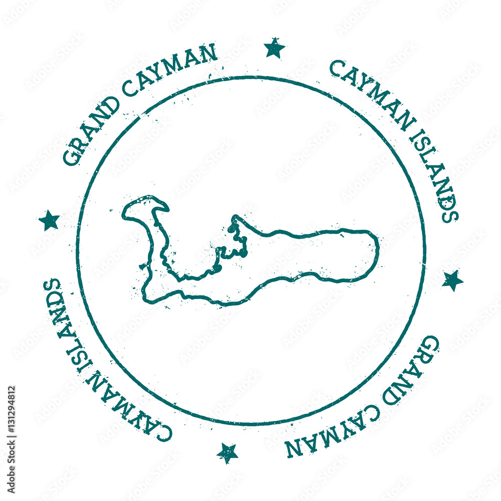 Grand Cayman vector map. Distressed travel stamp with text wrapped ...