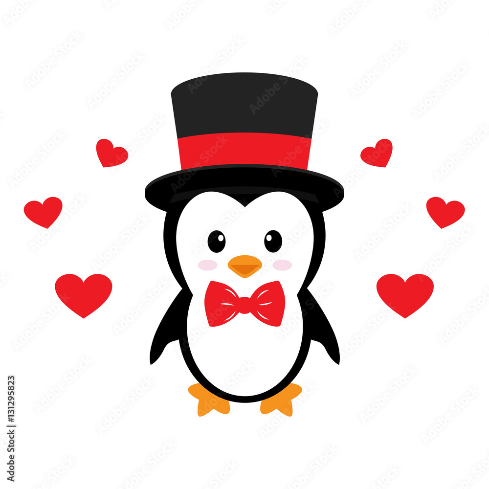 cute penguin with heart vector Stock Vector | Adobe Stock