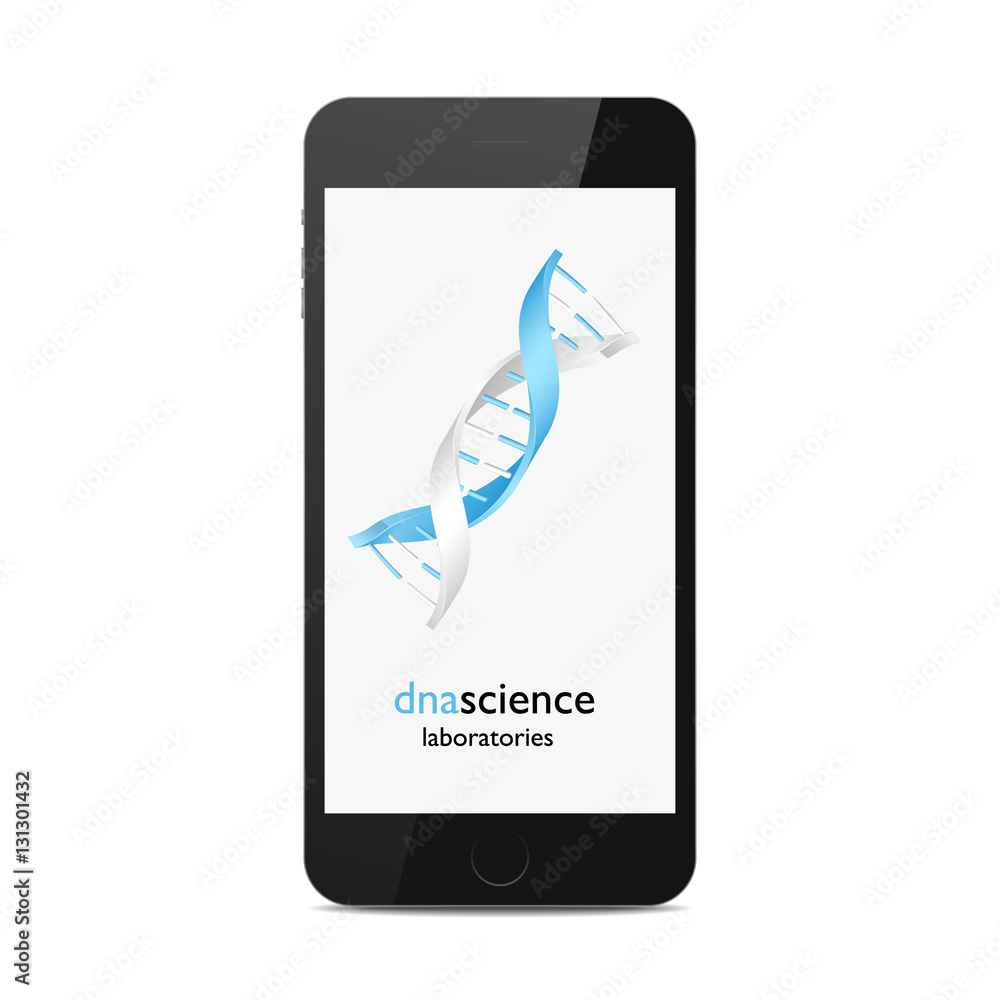 DNA logo on the realistic smart phone screen, vector icon Stock Vector ...
