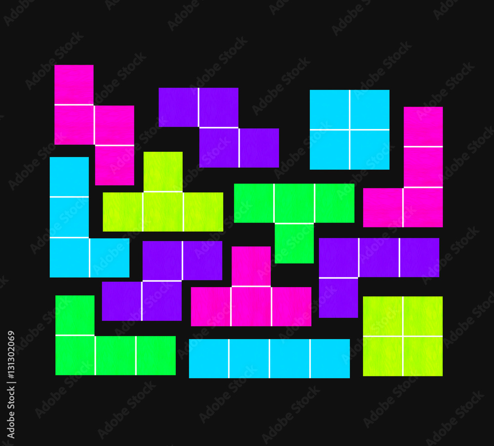 geometric shapes on black background - puzzle video game Stock ...