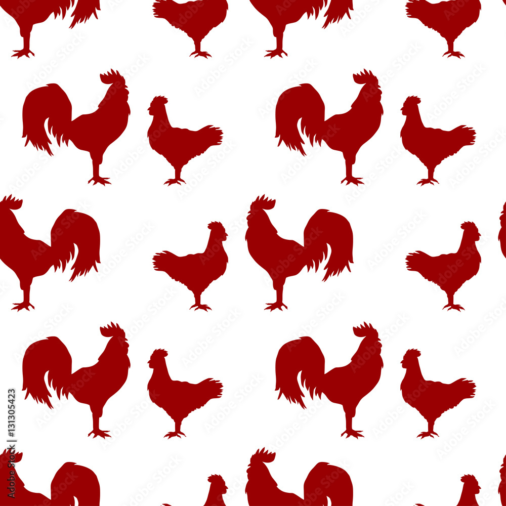 roosters seamless pattern Stock Vector | Adobe Stock
