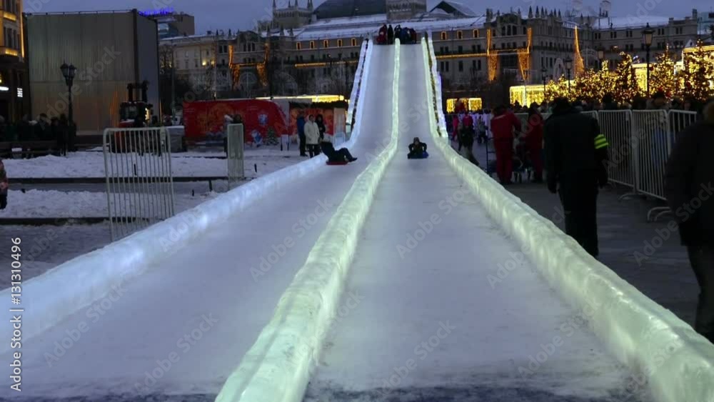 Ice Slide Evening in Moscow on the Eve Stock Video | Adobe Stock