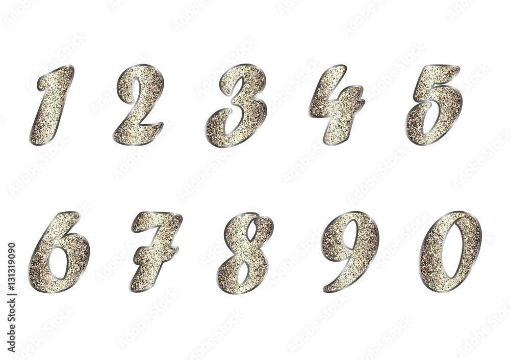 Set of numbers in golden tones Stock Vector | Adobe Stock