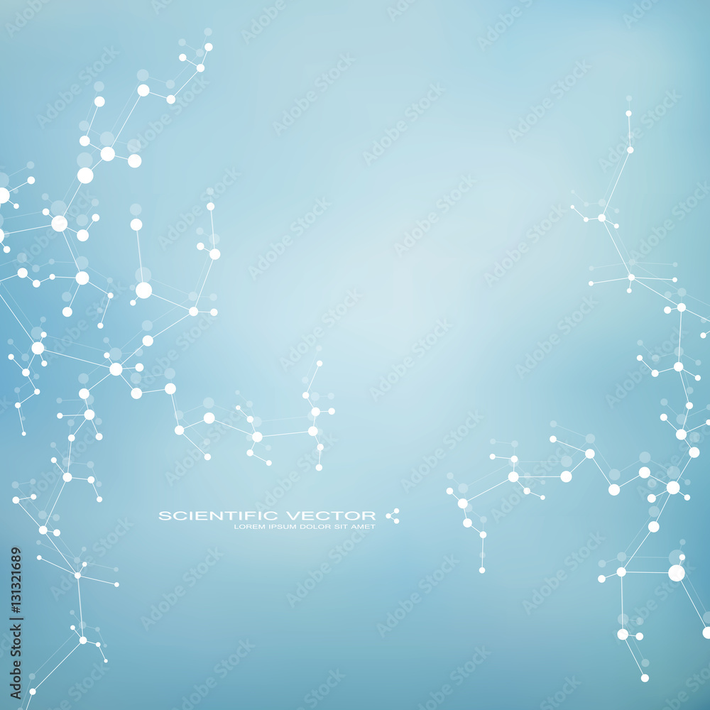 Molecule DNA and neurons vector. Molecular structure. Connected lines ...