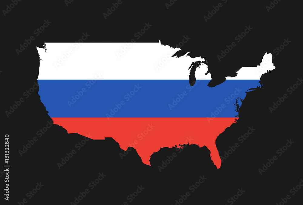 Vettoriale Stock Map of USA in colors of Russia as metaphor of Russian ...