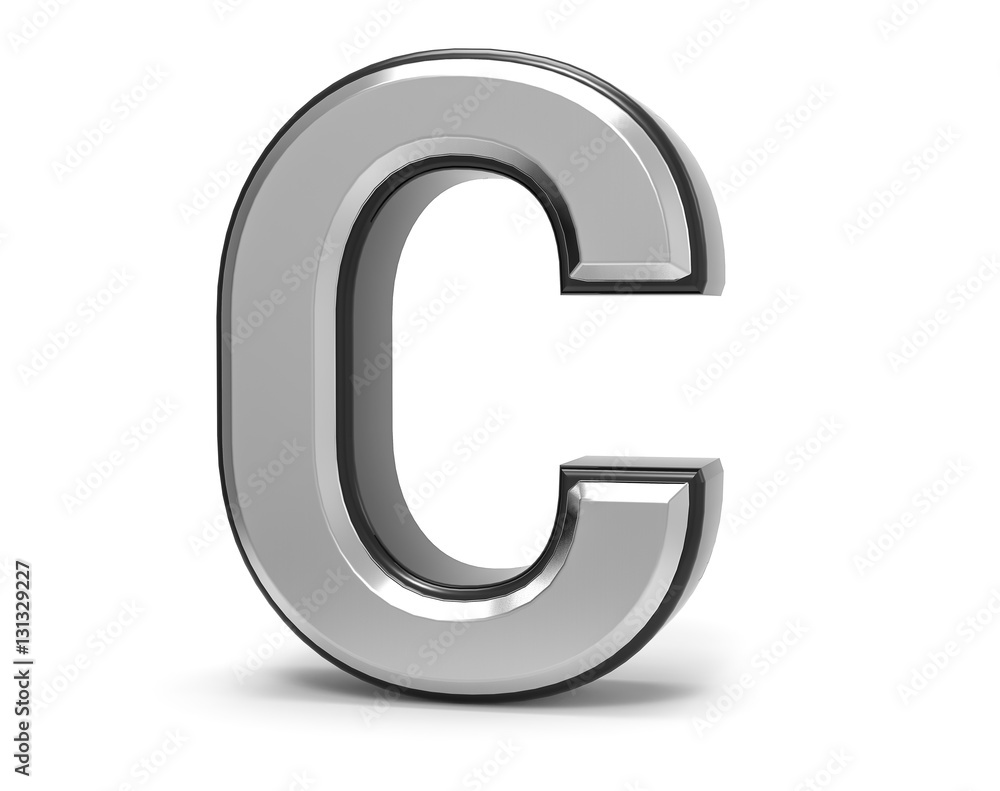 3D Isolated Metal Metallic C Letter Alphabet Logo Illustration. Stock ...