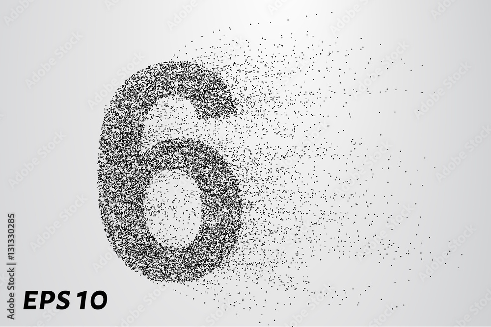 Letter 6 from the particles. The letter 1 consists of circles and ...