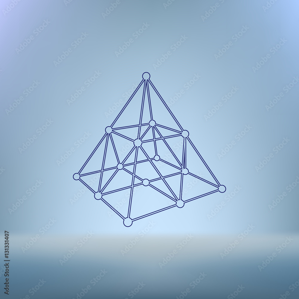 Wire frame shape. Pyramid with connected lines and dots Stock Vector ...