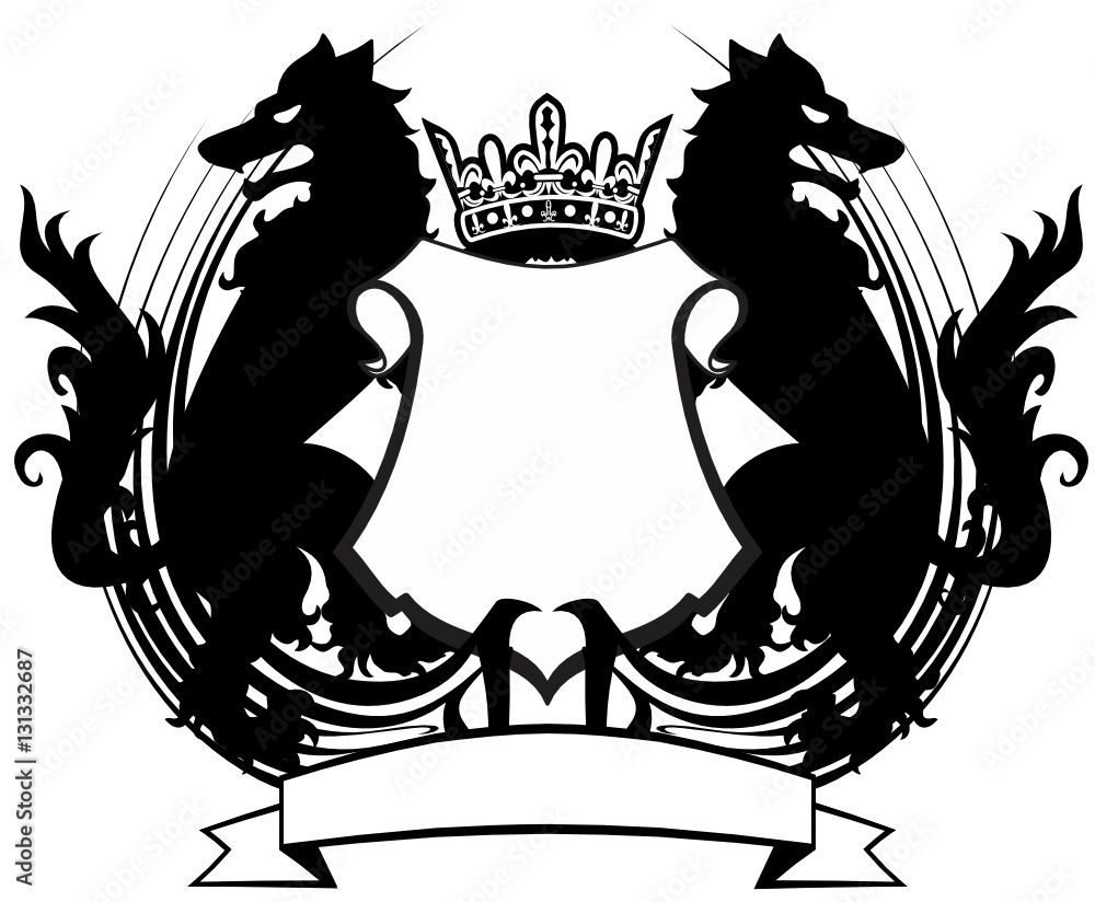 heraldic wolf coat of arms crest tattoo in vector format Stock Vector ...