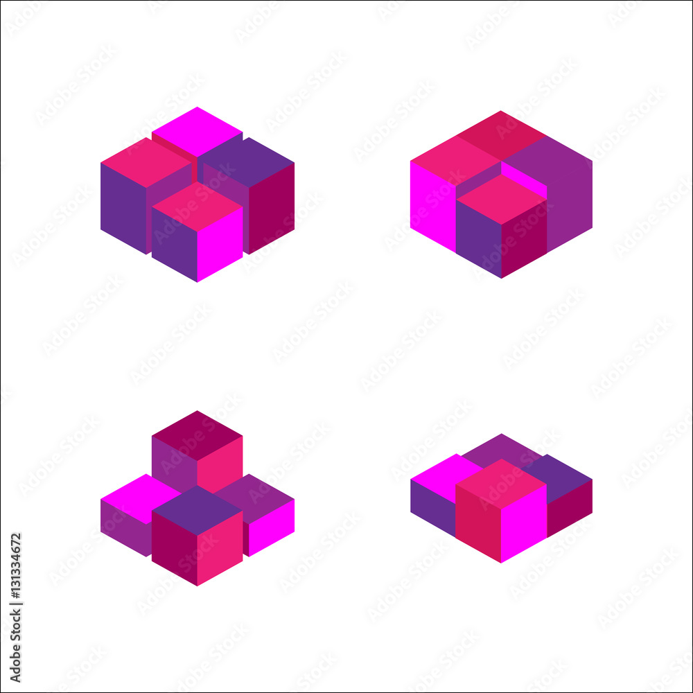 set of geometric cube. Fashion graphic design.Vector illustration ...