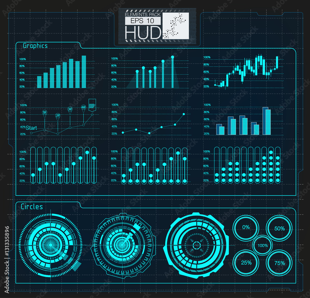 HUD background outer space. Infographic elements.Digital data, business abstract background ...