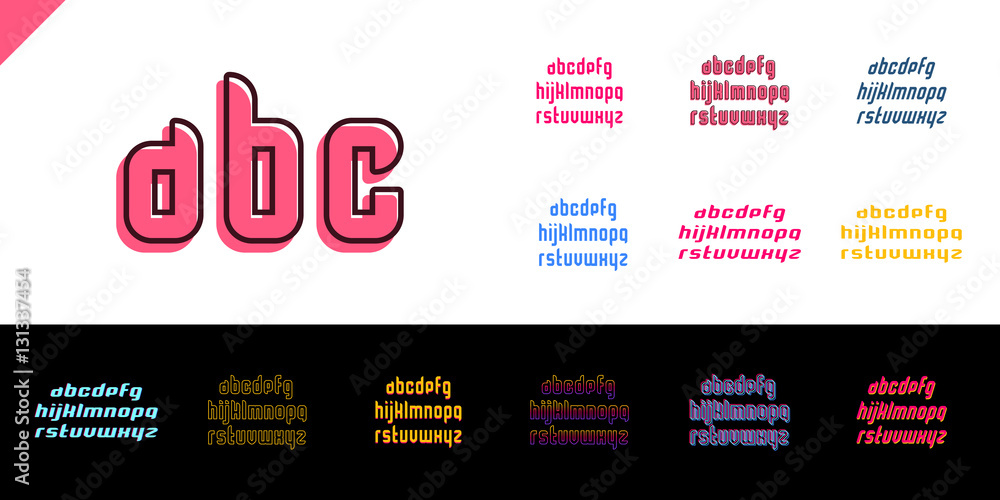 Vector square alphabet simple font and letter set. Font collection ...