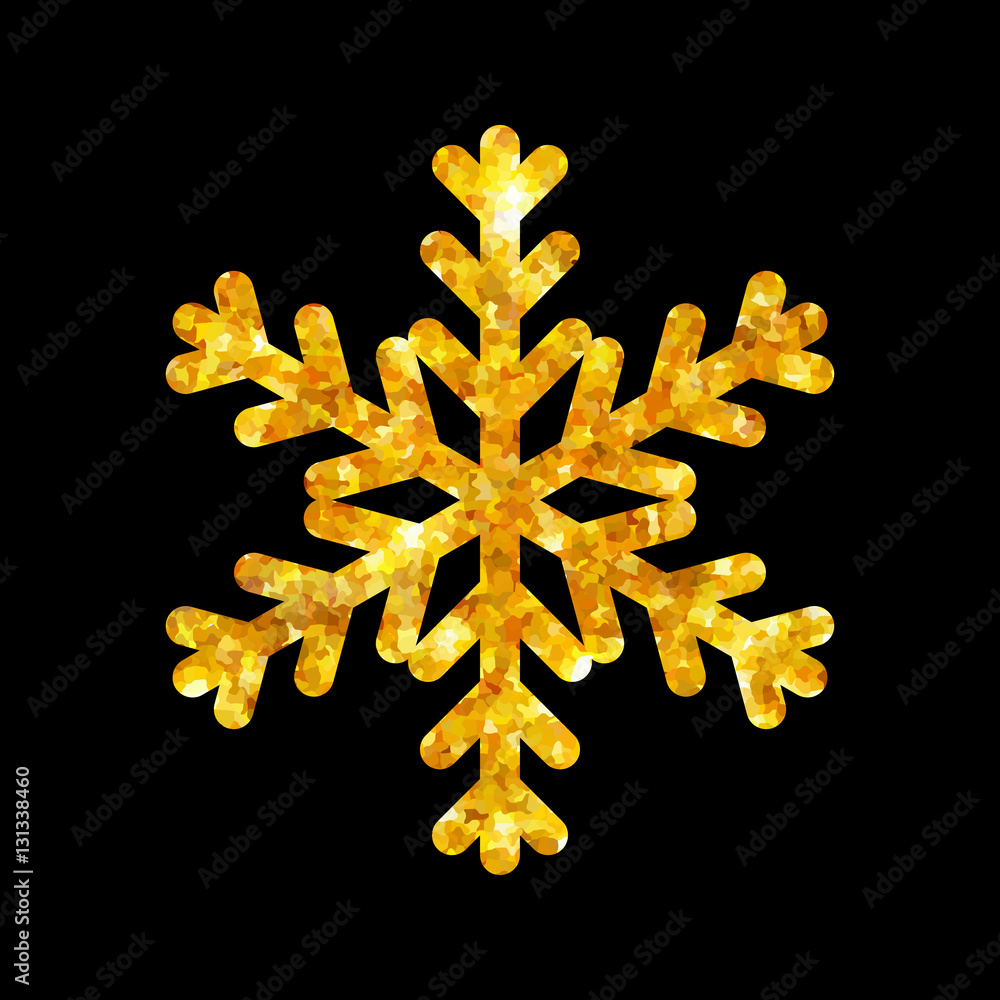 Gold Christmas snowflake icon. Golden fire silhouette snow flake sign ...