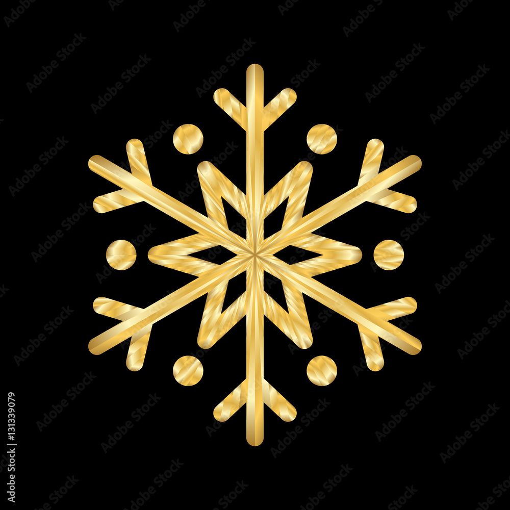 Gold Christmas snowflake icon. Golden silhouette snow flake sign ...