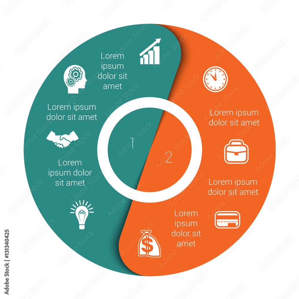 pie chart diagram two positions Stock Vector | Adobe Stock