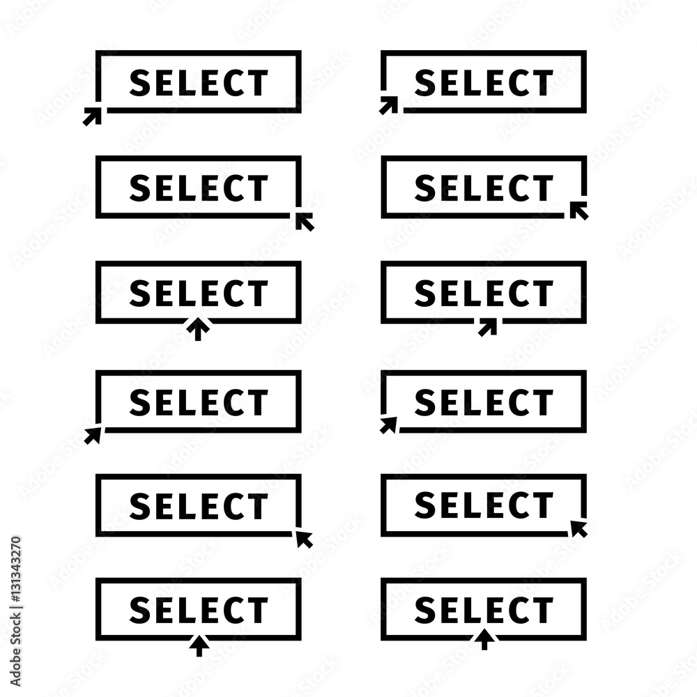 Vecteur Stock Isolated black word select in frame on white background ...