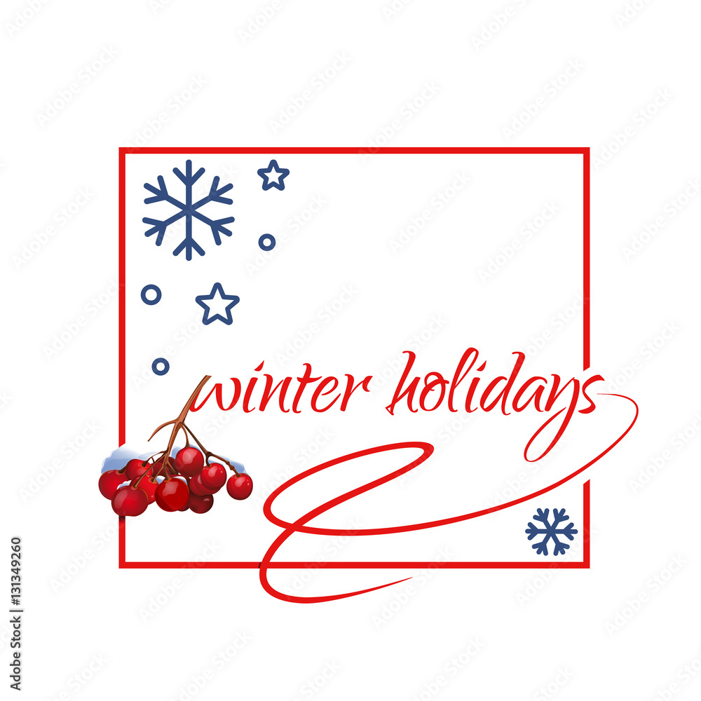 Greeting card design with lettering for winter holidays. Typography ...