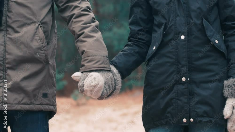 The couple take and hold hands on woody background Stock Video | Adobe ...