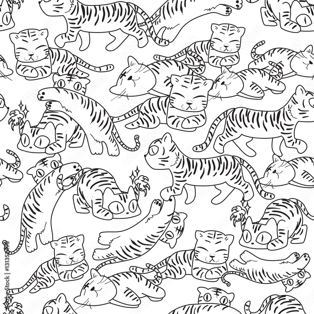 Seamless pattern of wild cat Stock Vector | Adobe Stock