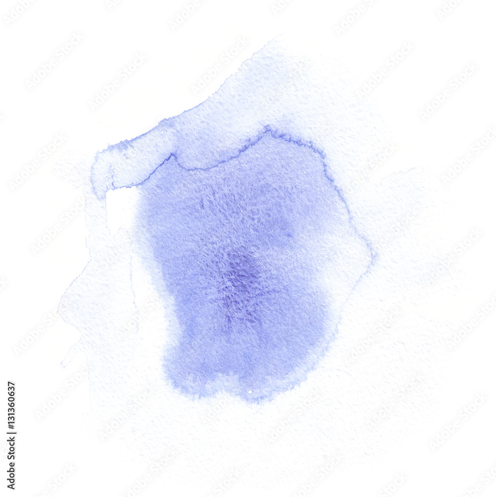 Watercolor stain, abstract splash with splatters, paper texture ...