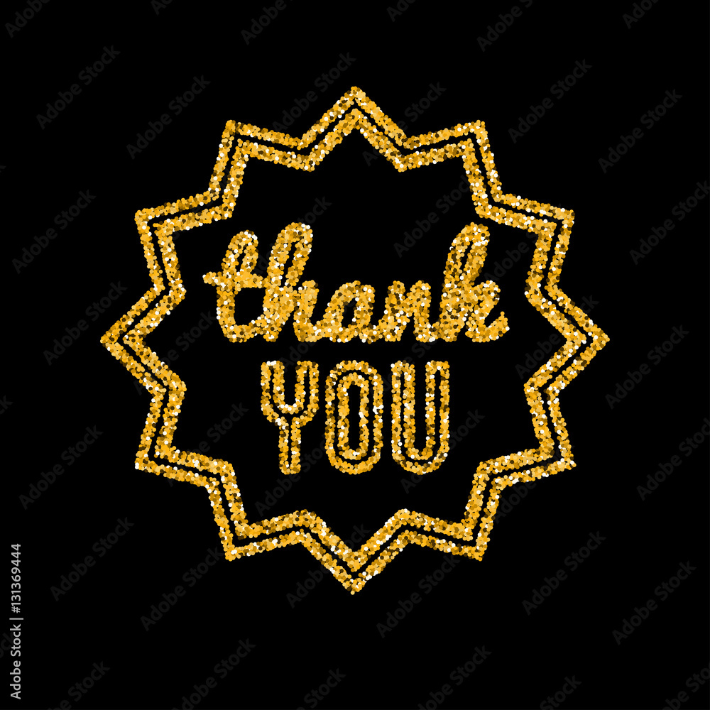 Thank you golden lettering design with glitter pieces. Stock Vector ...