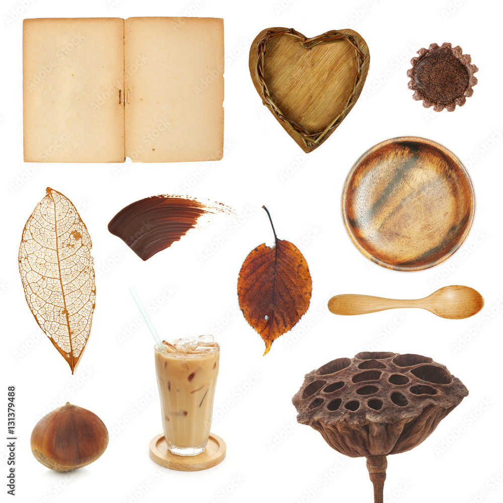 brown items, color flat layout Photos | Adobe Stock