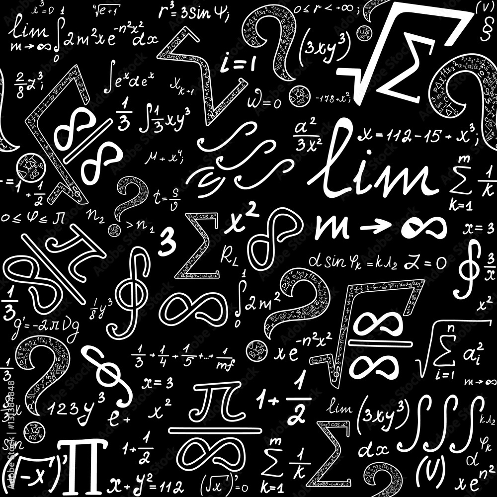 Mathematical education vector endless texture with various math signs ...