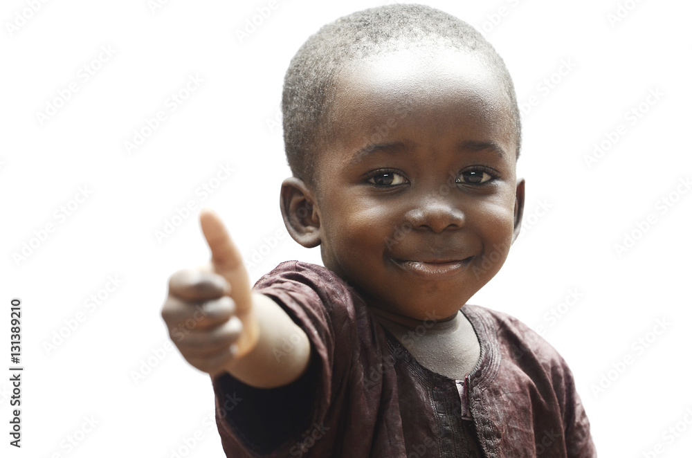 Little African Schoolboy Happily Showing Thumb Up! Stock Photo | Adobe ...