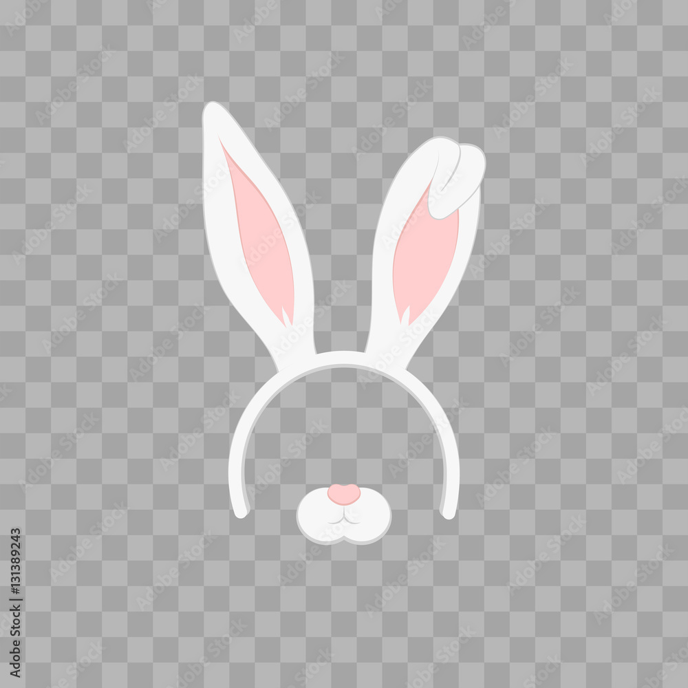 Easter mask with rabbit ears isolated on transparent checkered, vector ...